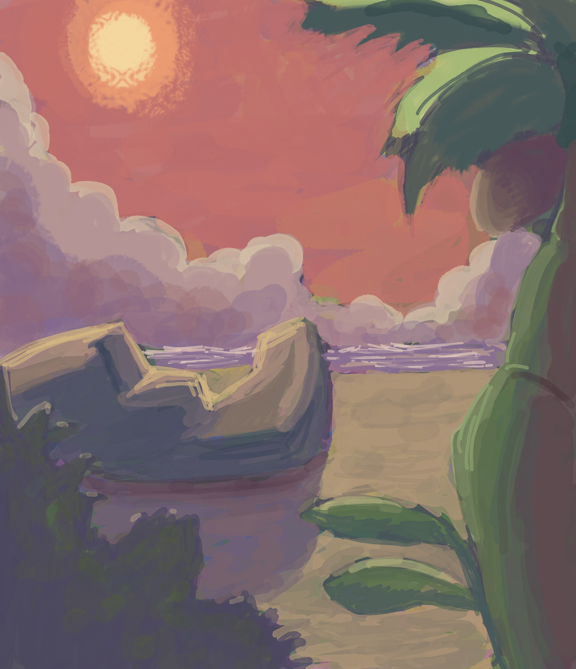 ArtStation - Warm Dusk at the Beach