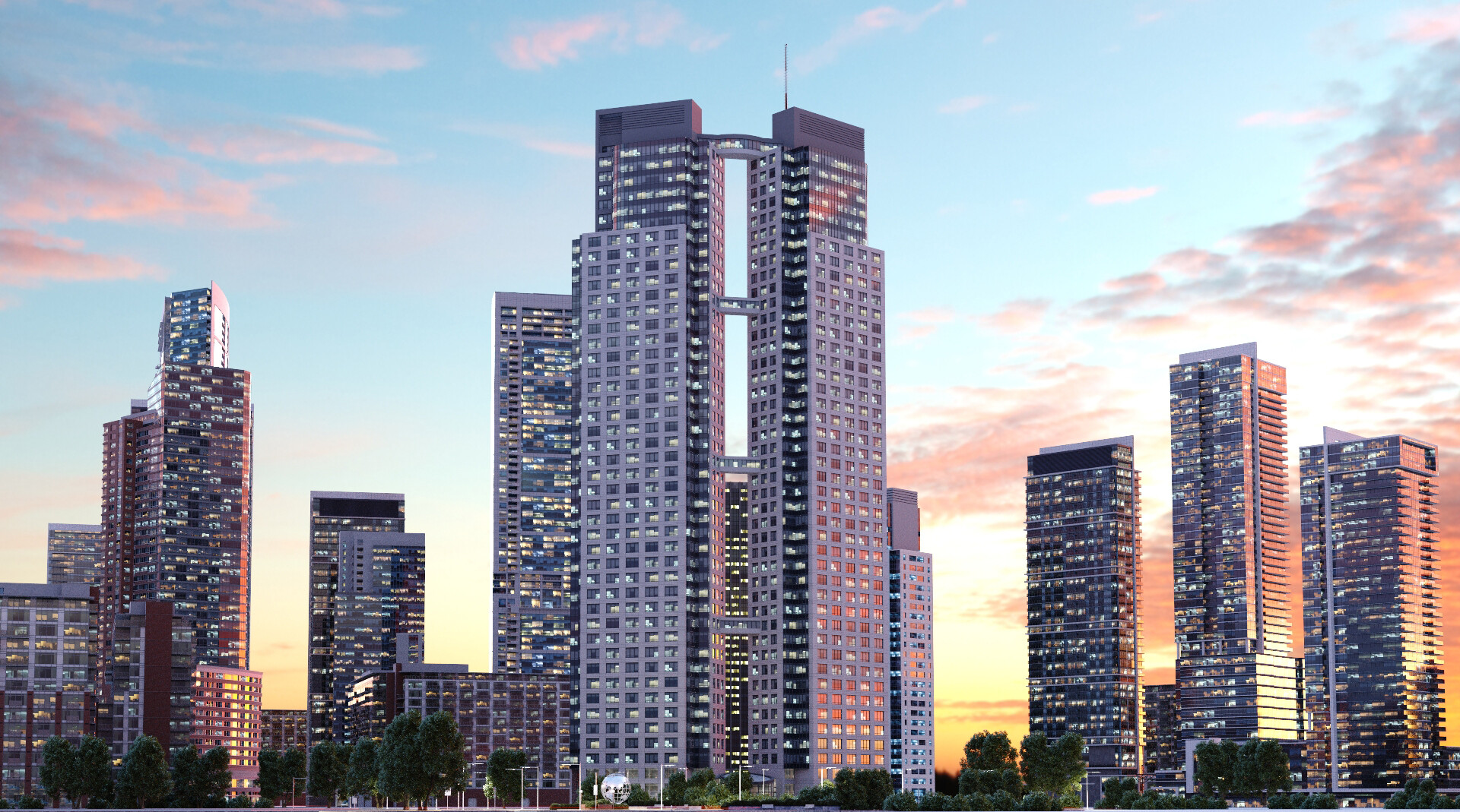 Piotr Mróz - Downtown at sunset.