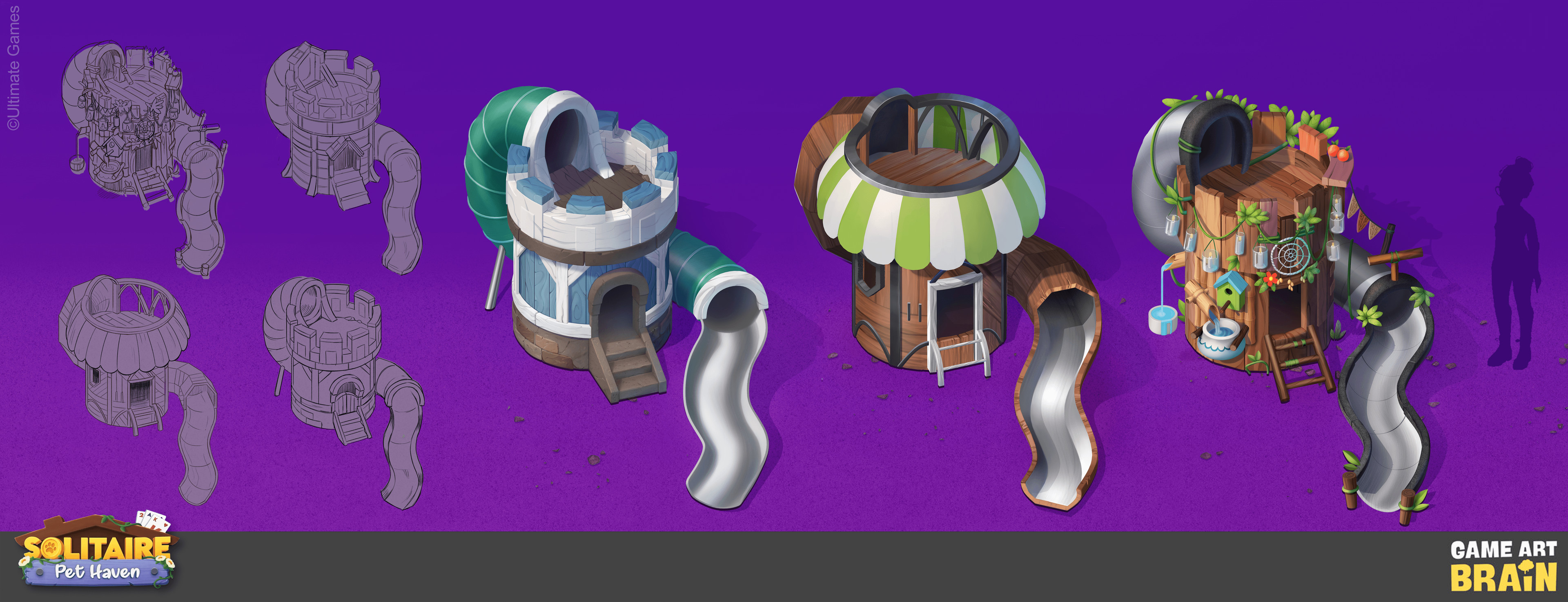 Game Art Brain - Creation & Consulting - Pet Haven Solitaire Structures