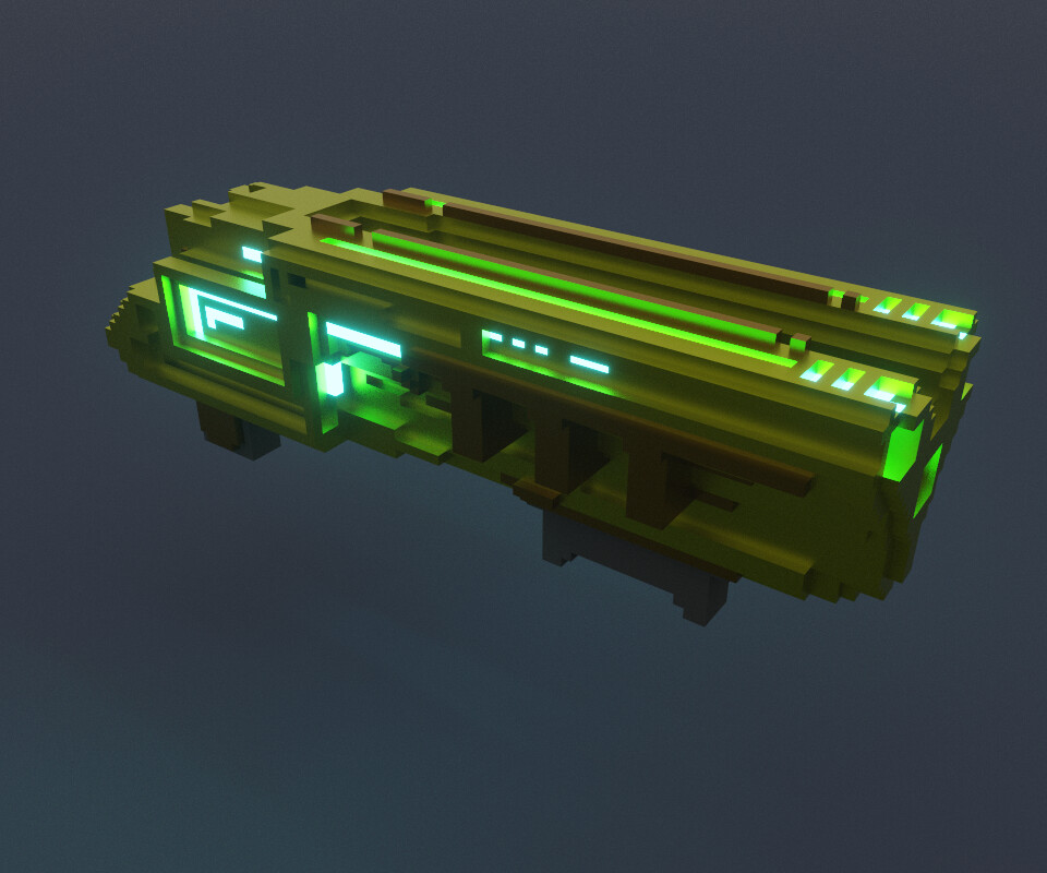ArtStation - 3d voxel gun plasma