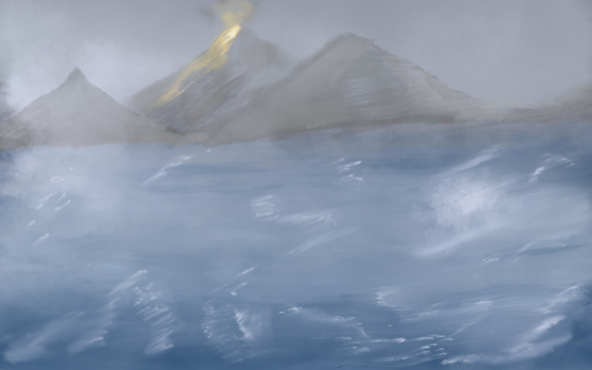 ArtStation - Volcano in the mist