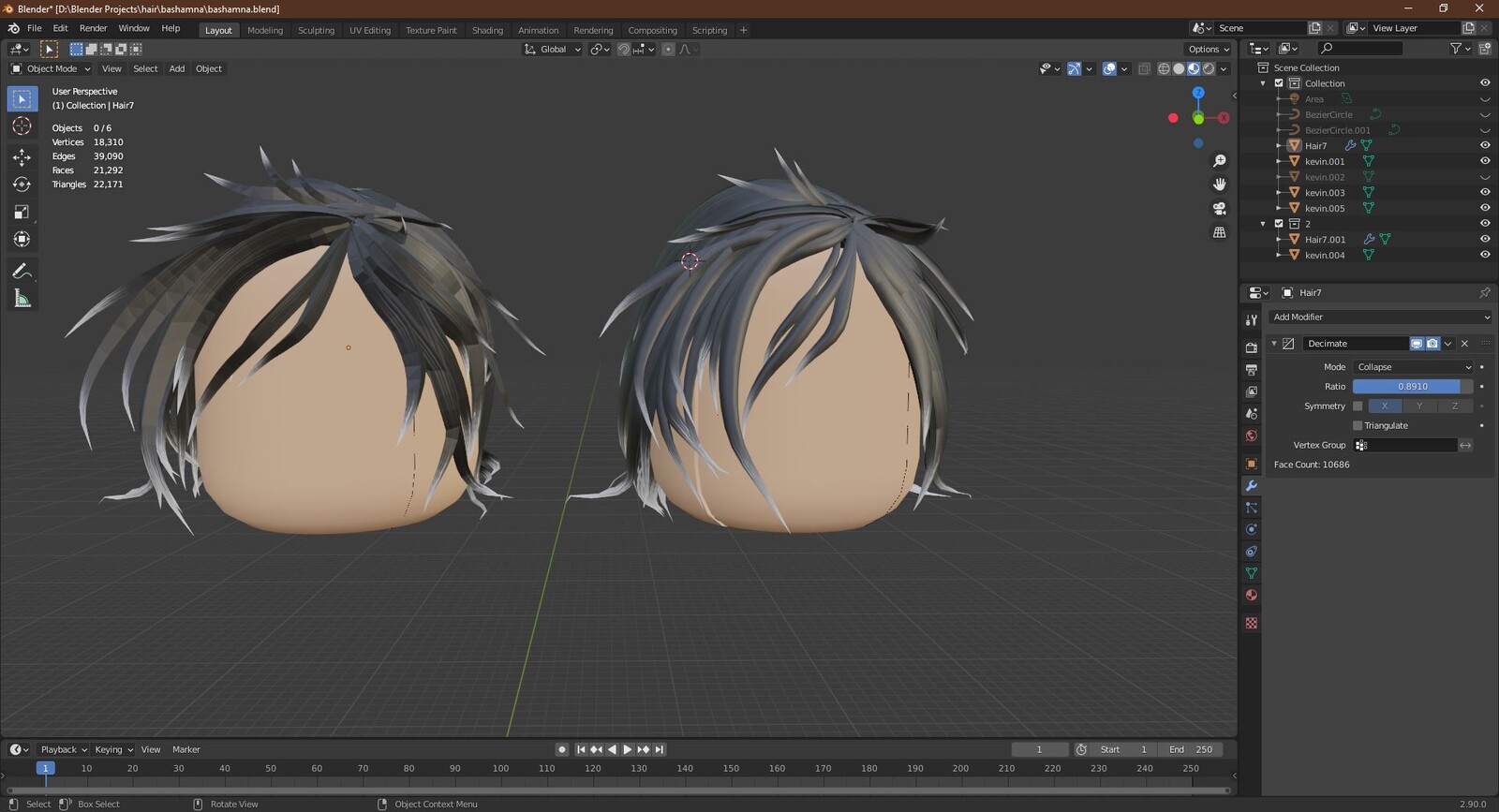 Sameera pathum - 3D Anime Hair Model For Roblox