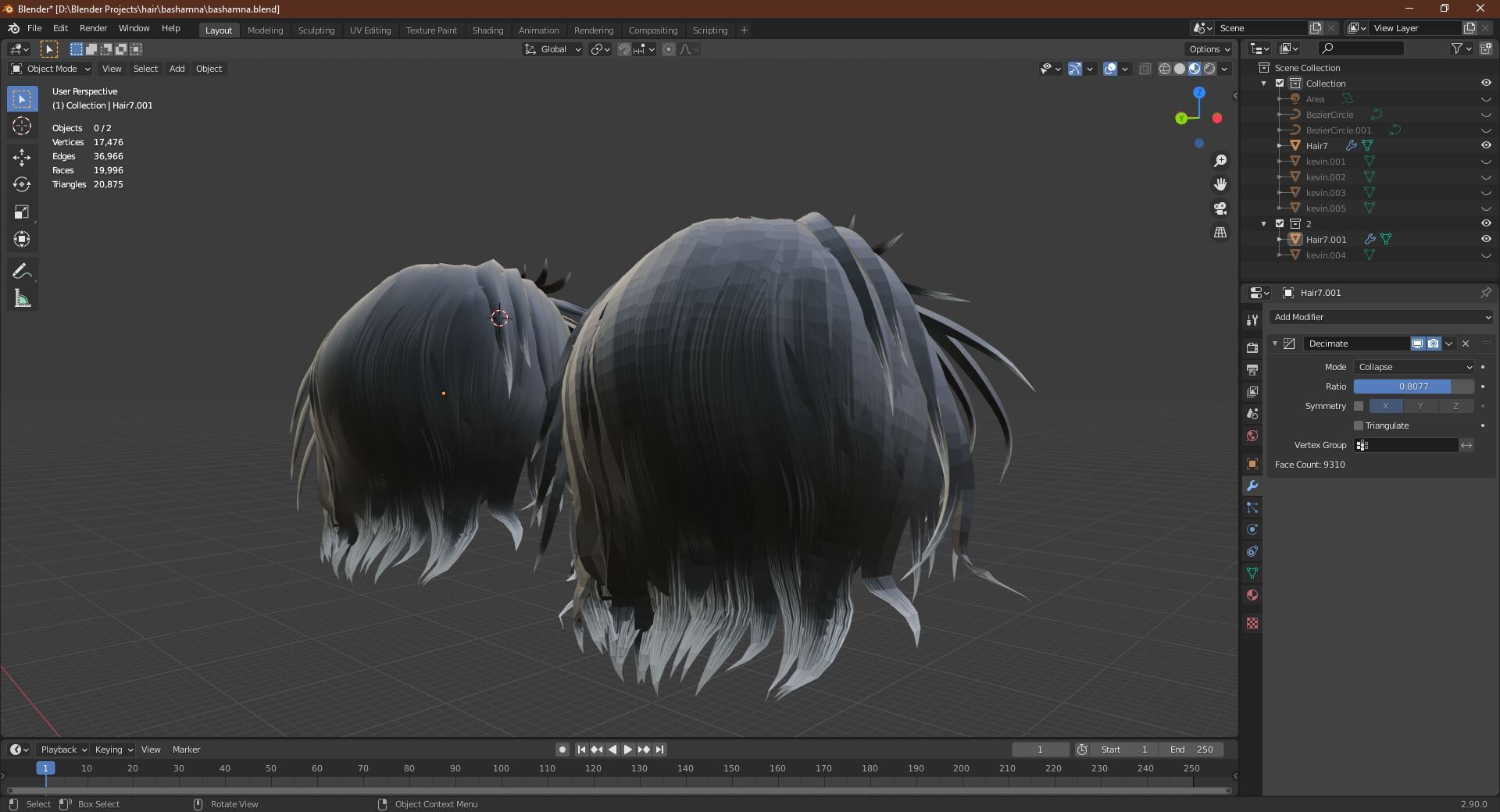 Sameera pathum - 3D Anime Hair Model For Roblox