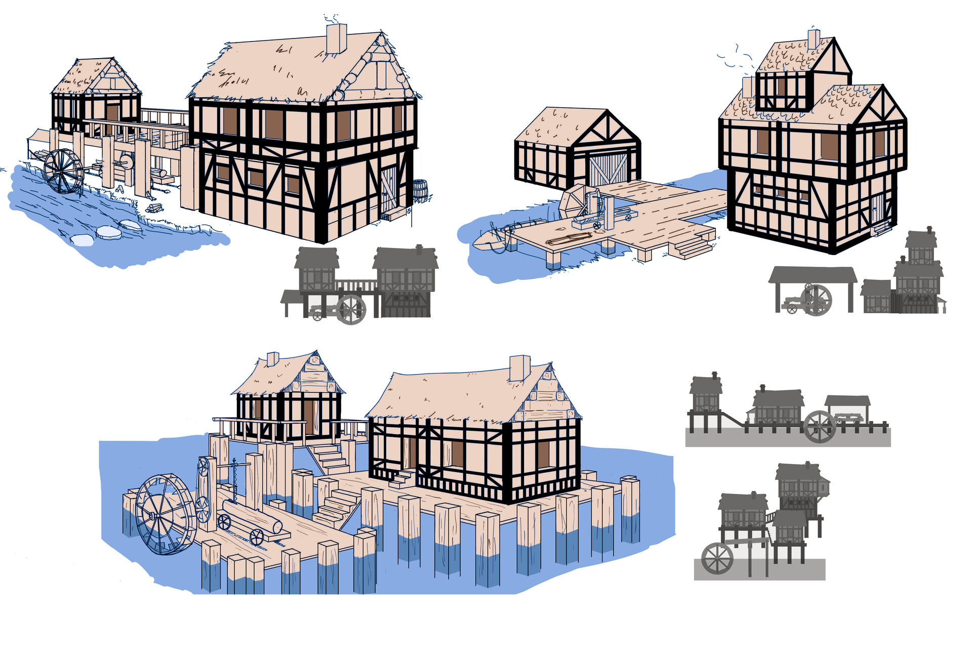 ArtStation - Medieval lumbermill designs