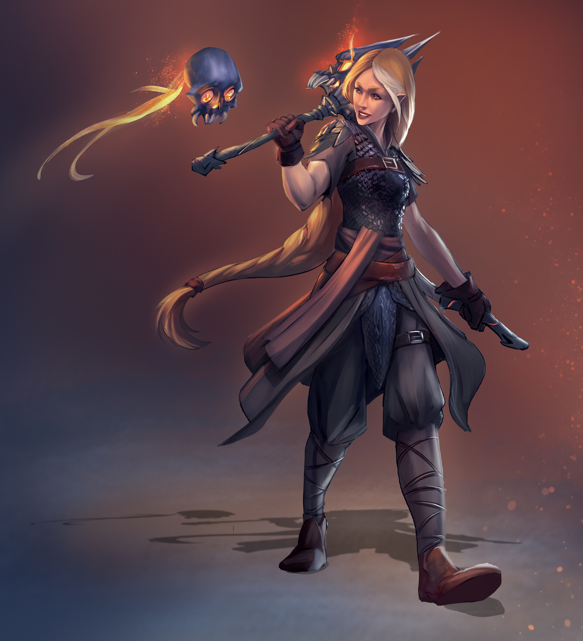 ArtStation - half elf and skull