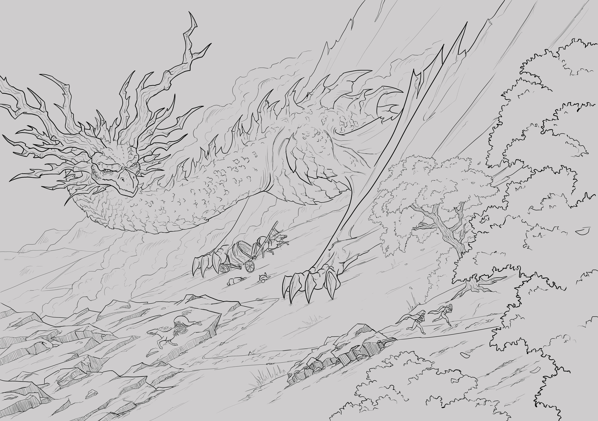 ArtStation - Dragon line work