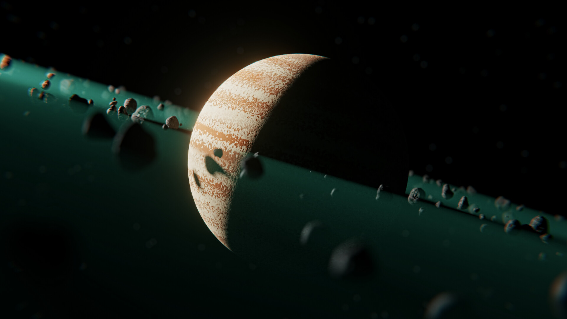 ArtStation - Planet with Asteroid Rings