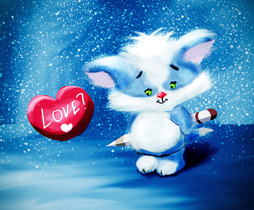 ArtStation - Winter kitten.