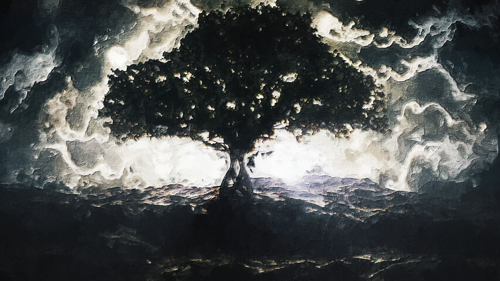 ArtStation - Stylized Tree in the Moonlight