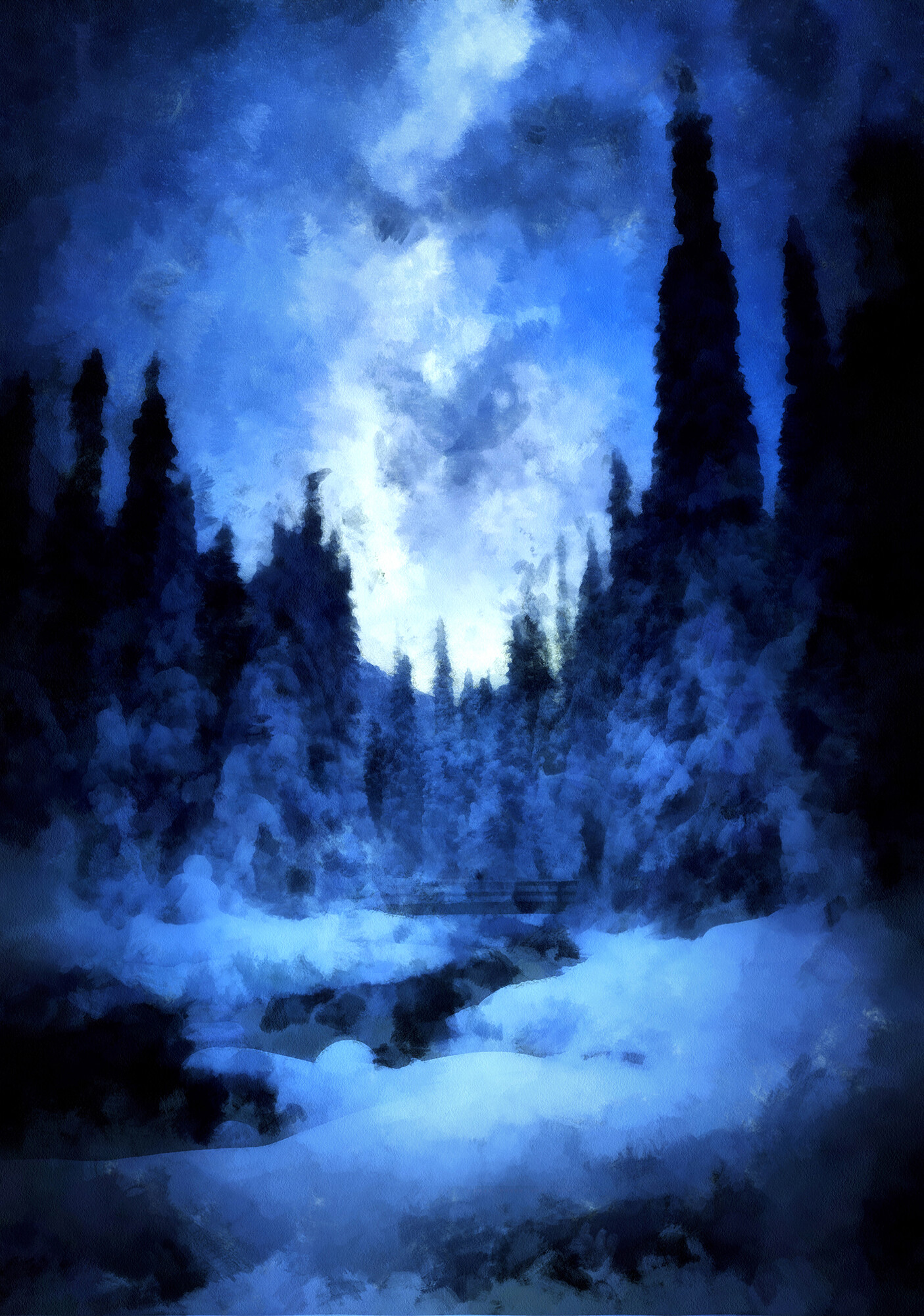 Forest At Twilight Painting