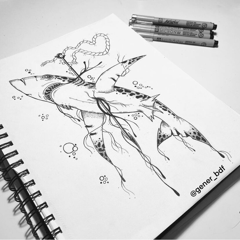 ArtStation - Shark on paper