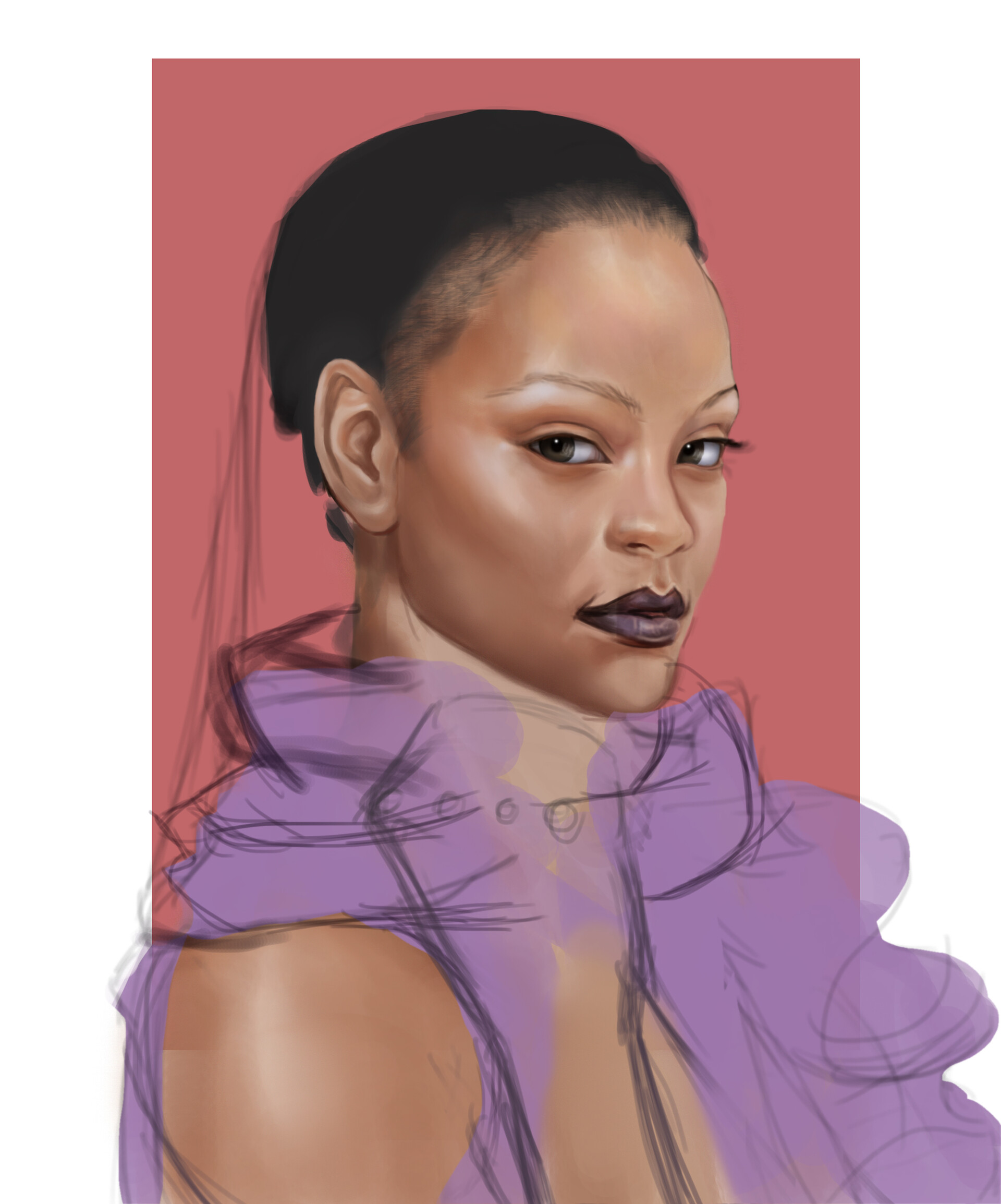 Rihanna Drawing Step By Step