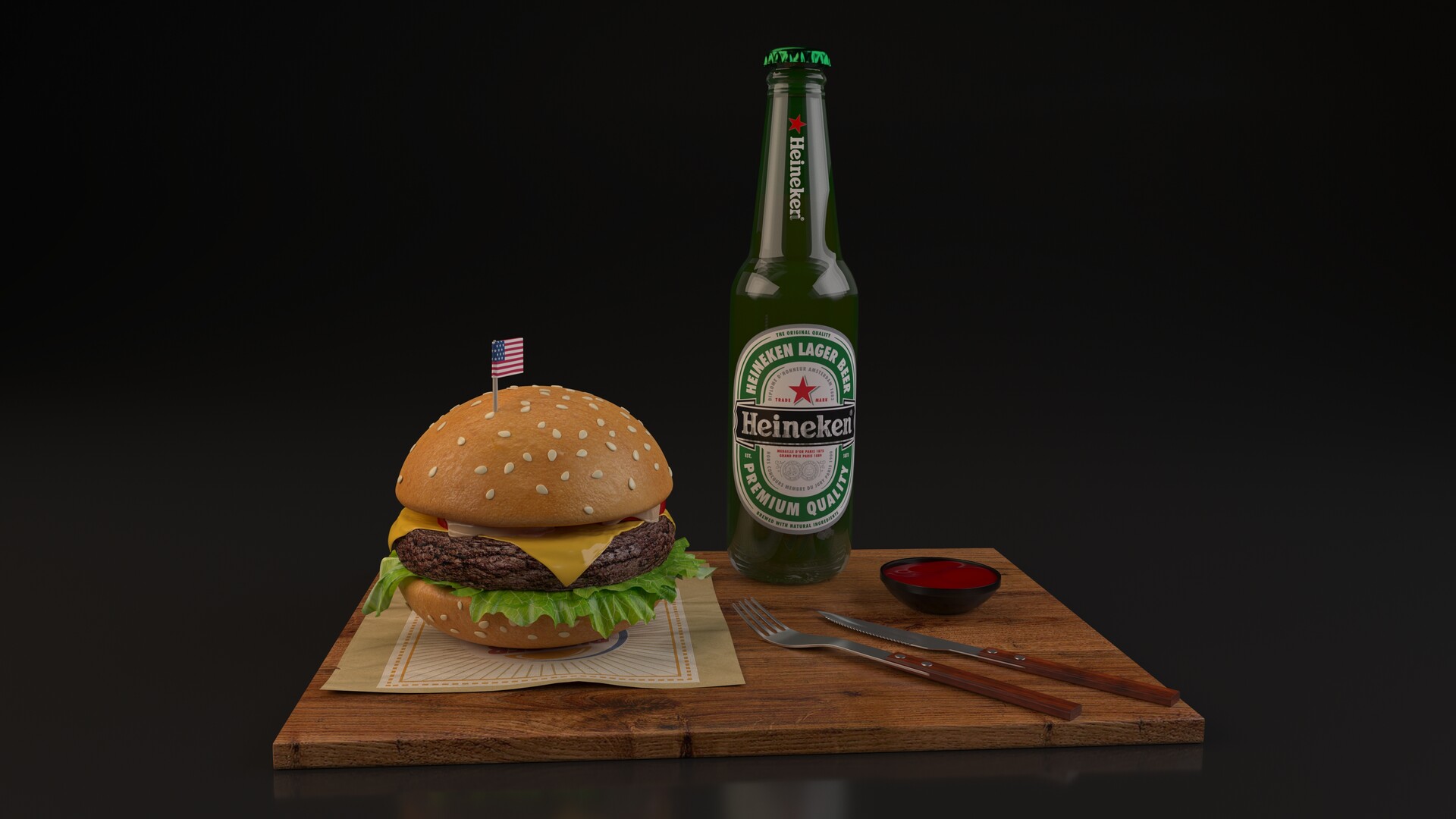 ArtStation - Burger With Beer