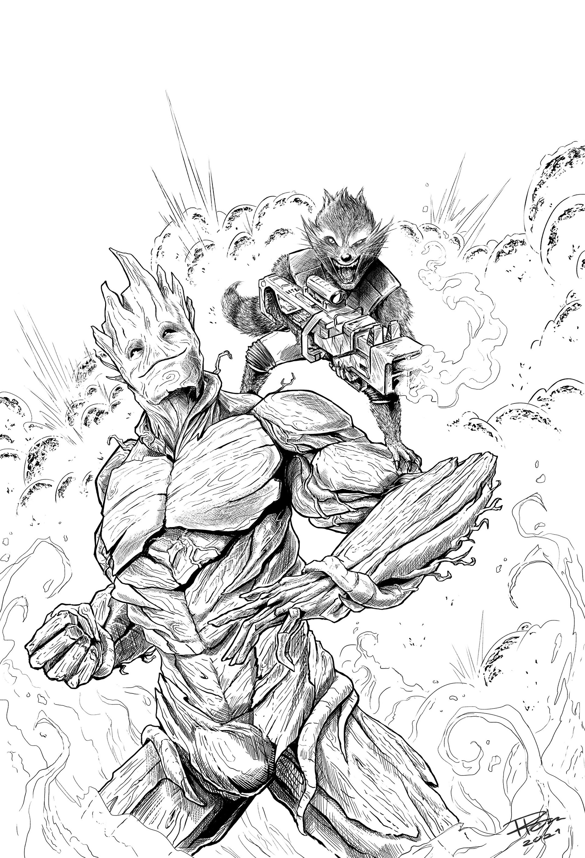 rocket and groot coloring pages