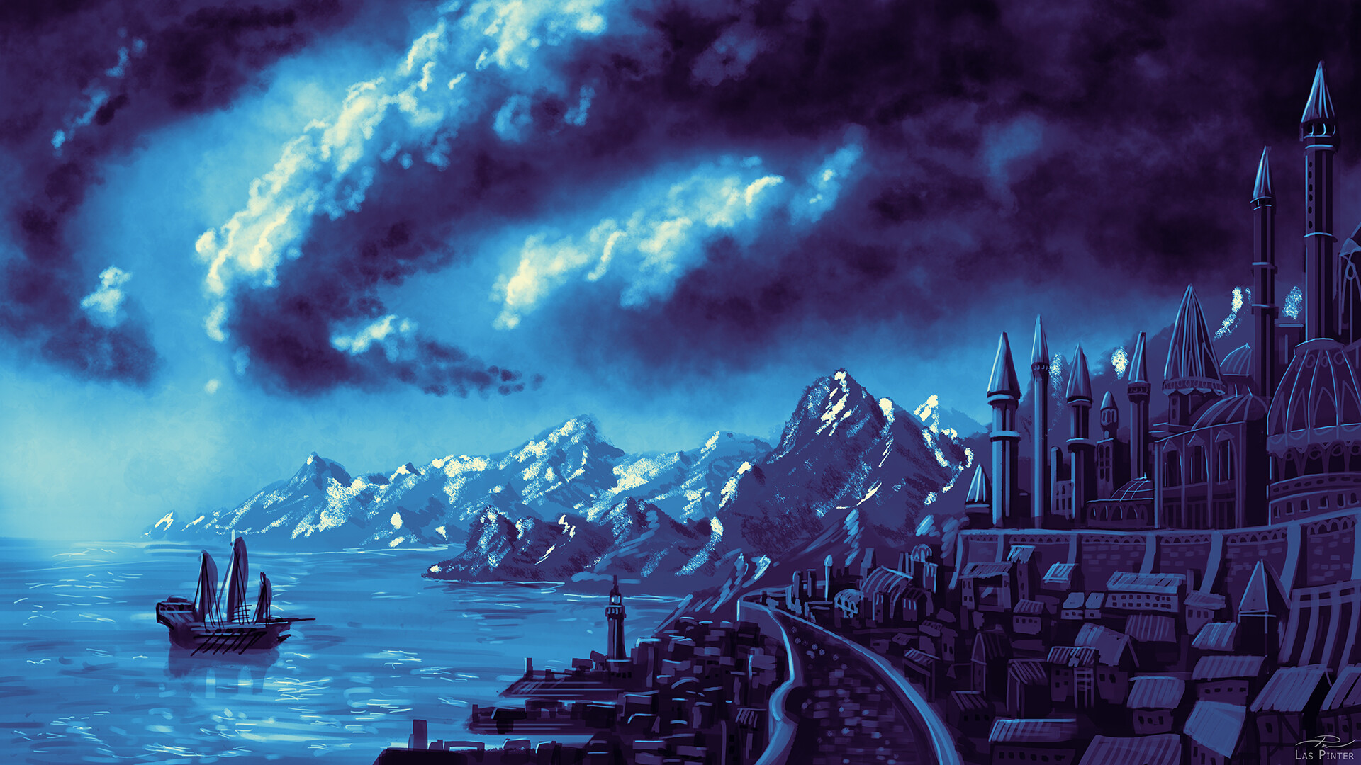 Mage Towers of Iunduz by Laszlo Pinter : ImaginarySkyscapes
