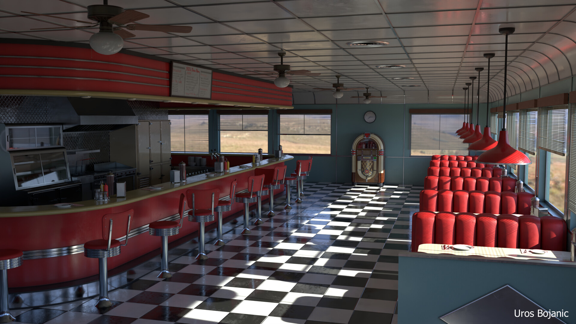 ArtStation - 1950's American Diner Scene/Environment