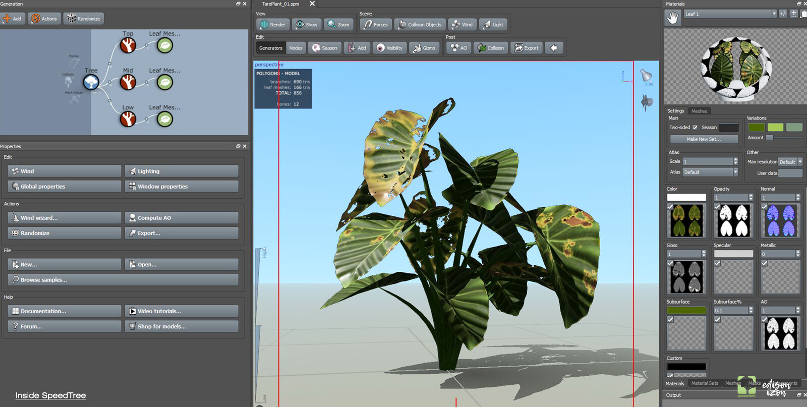 Edison - Taro Plant Creation In Substance Designer & SpeedTree