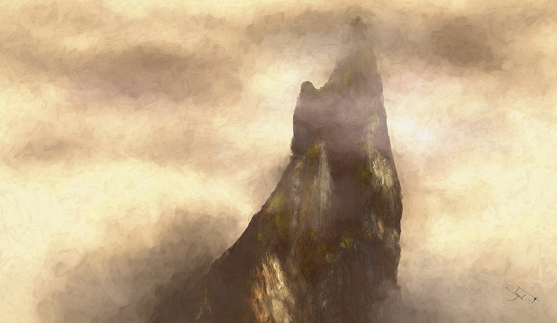 ArtStation - cloudy mountain digital_painting