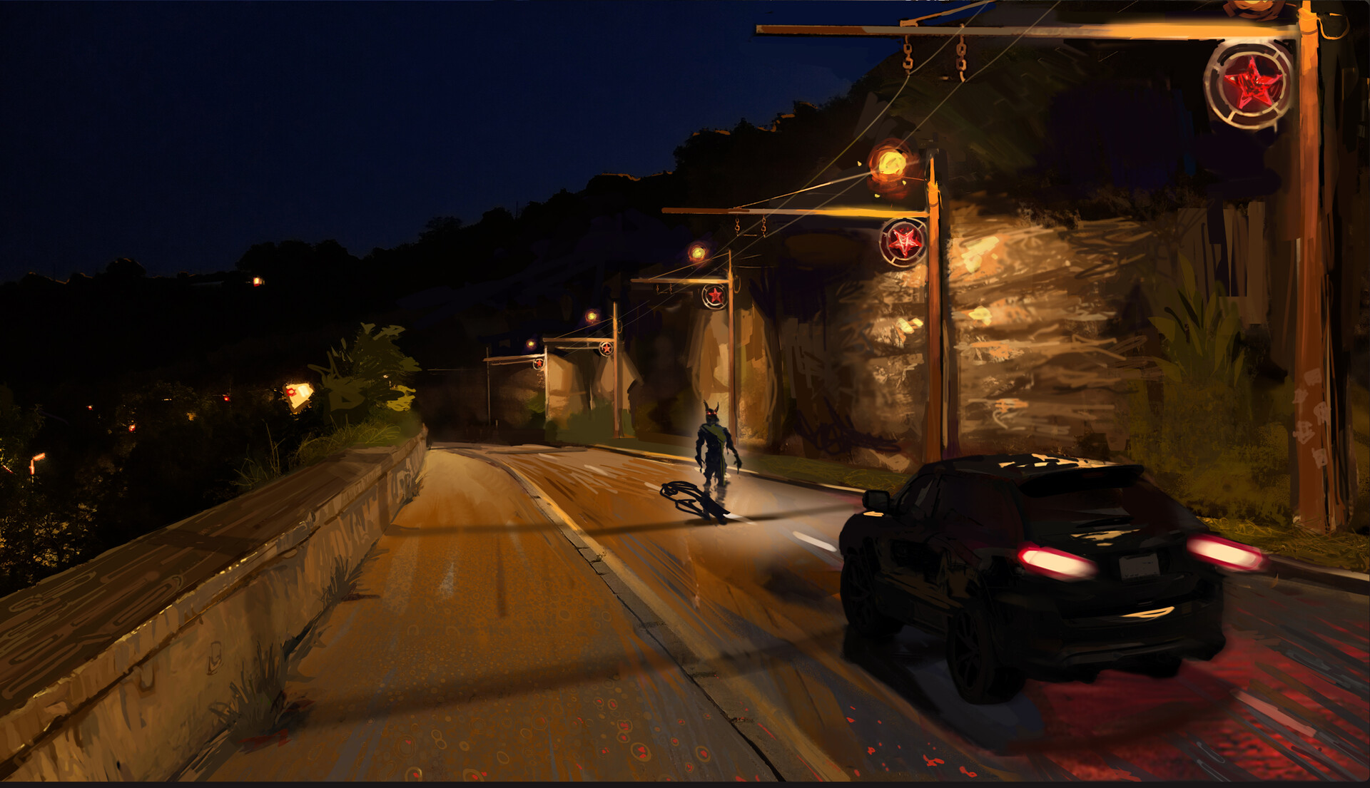 ArtStation - Red stars on the road