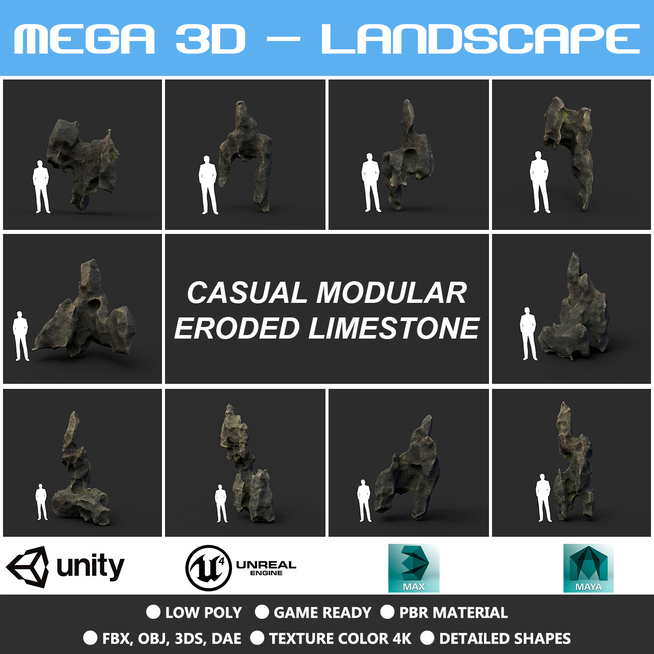 ArtStation - Low poly Casual Eroded Limestone Modular 210722