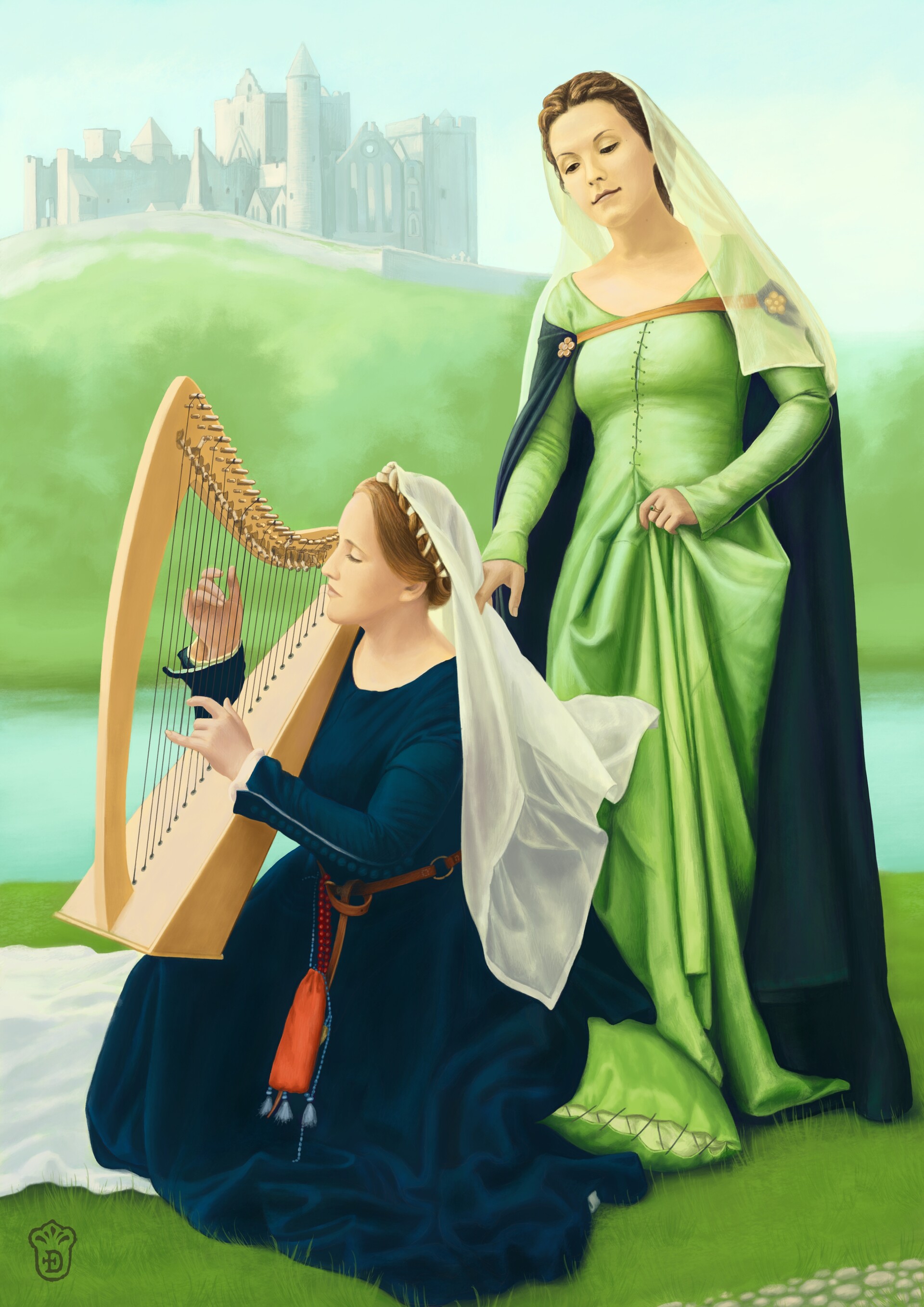 ArtStation - Irish ladies with harp