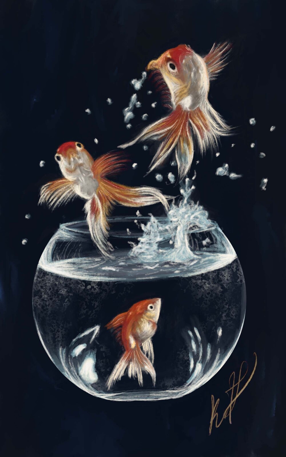 Goldfish doin’ goldfish things, Kitt Ocon, Digital, 2021 : r/Art