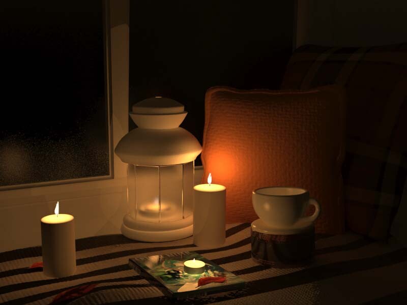 ArtStation - night scene candle light