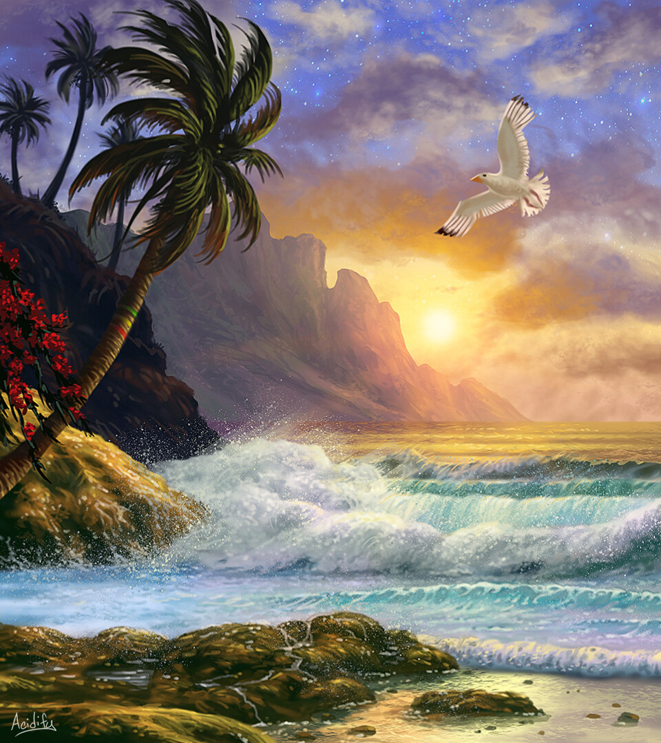 ArtStation - Heaven (Seascape Digital Painting / Concept Art), Acidify Art