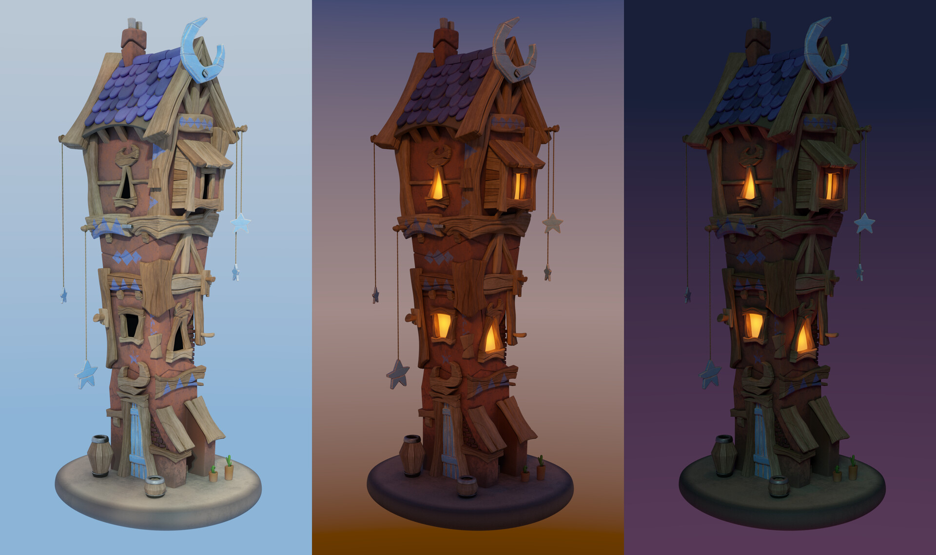 ArtStation - Moon House 3D stylized