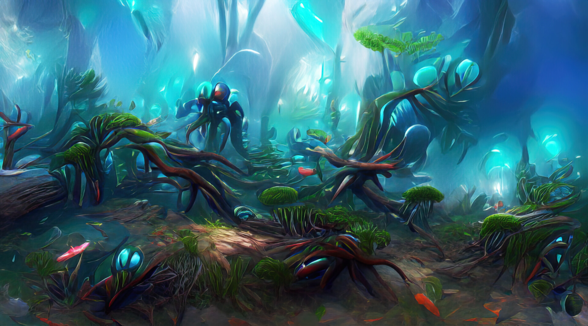 ArtStation - Concept Art - Underwater Bioluminescent Biome