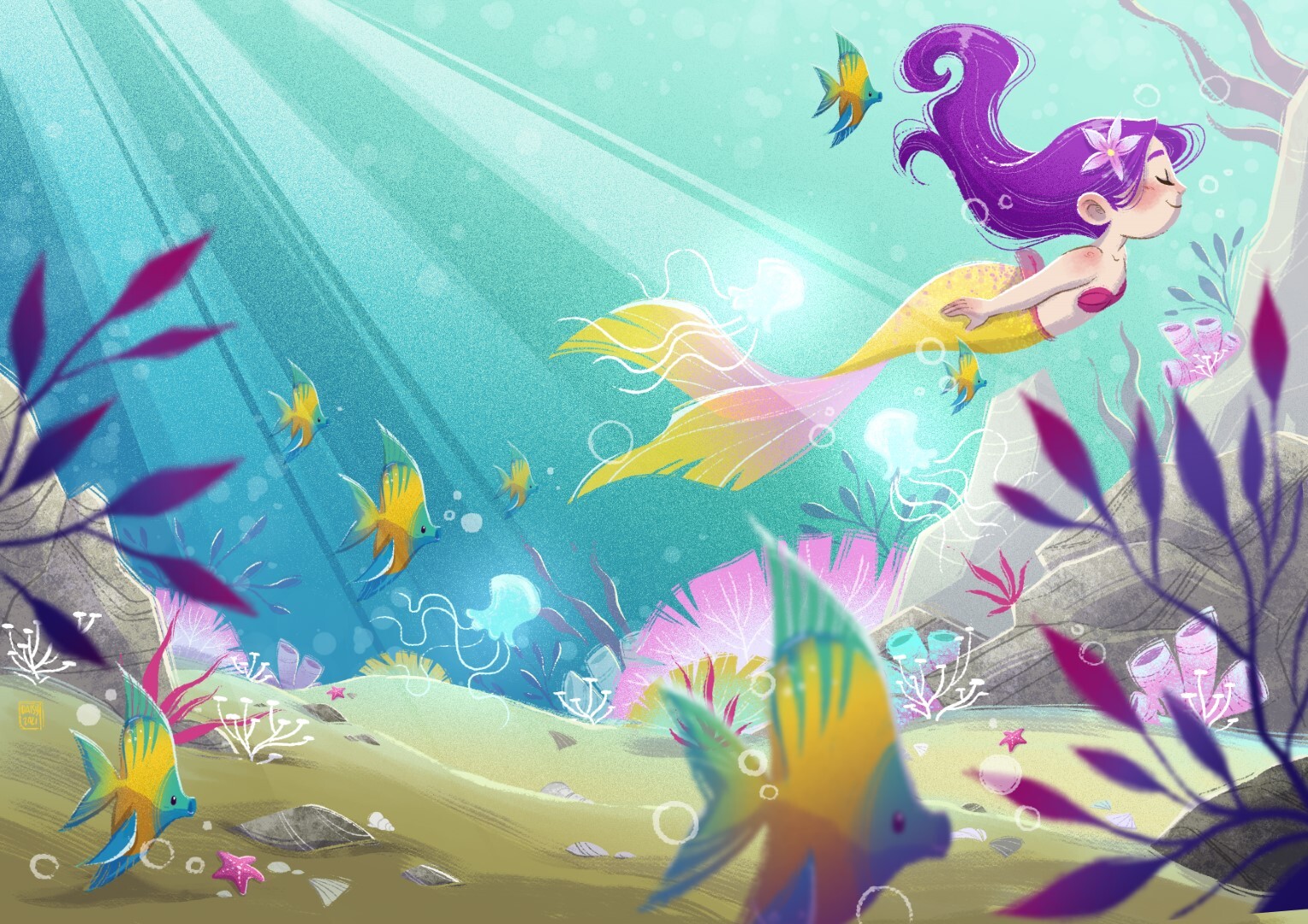 ArtStation - Purple mermaid