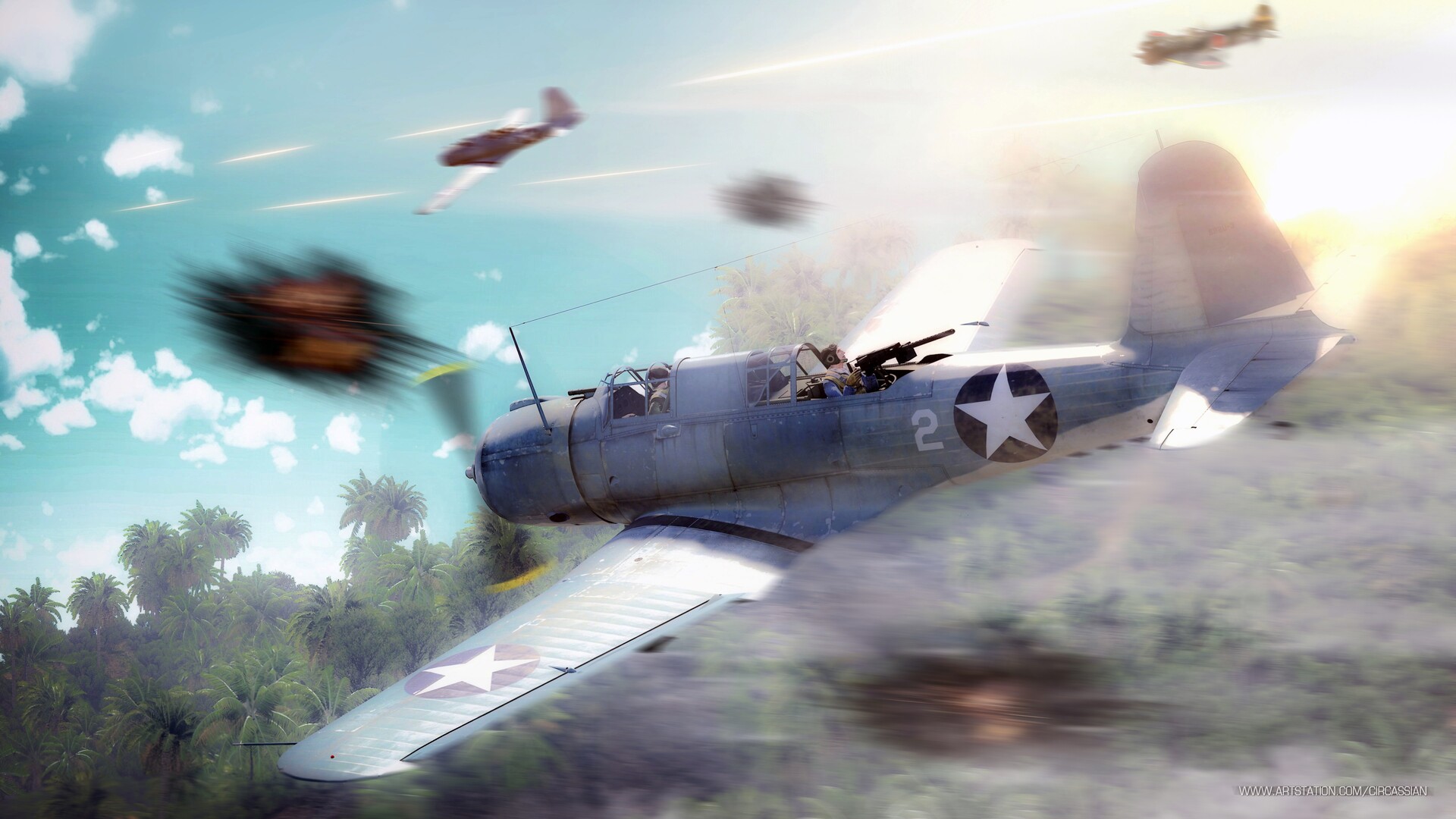 ArtStation - Vought SB2U-3 Vindicator VMSB-241 Midway Atoll, battle of ...