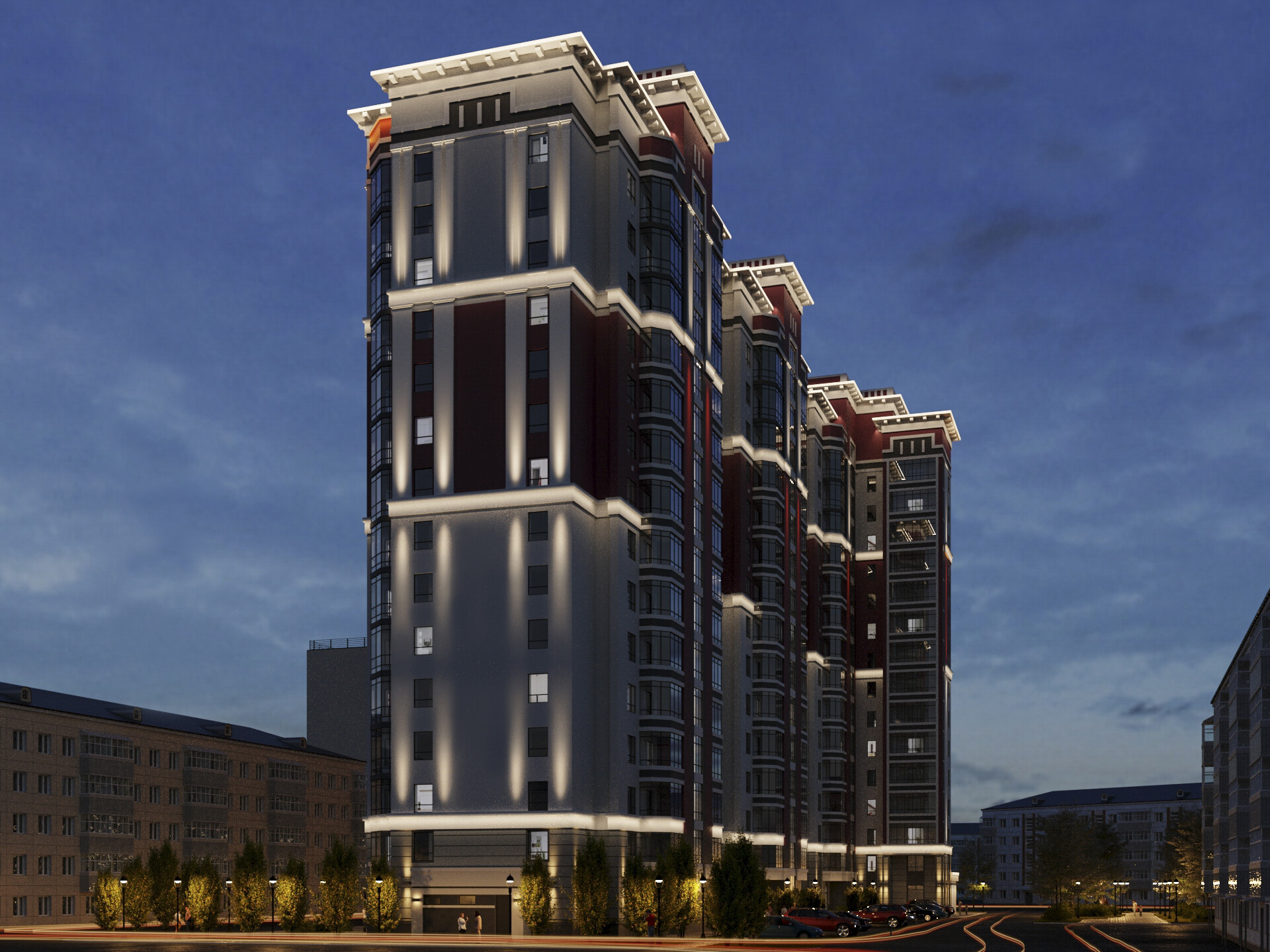 ArtStation - The concept of night lighting of the residential complex Mayakovsky, Barnaul.