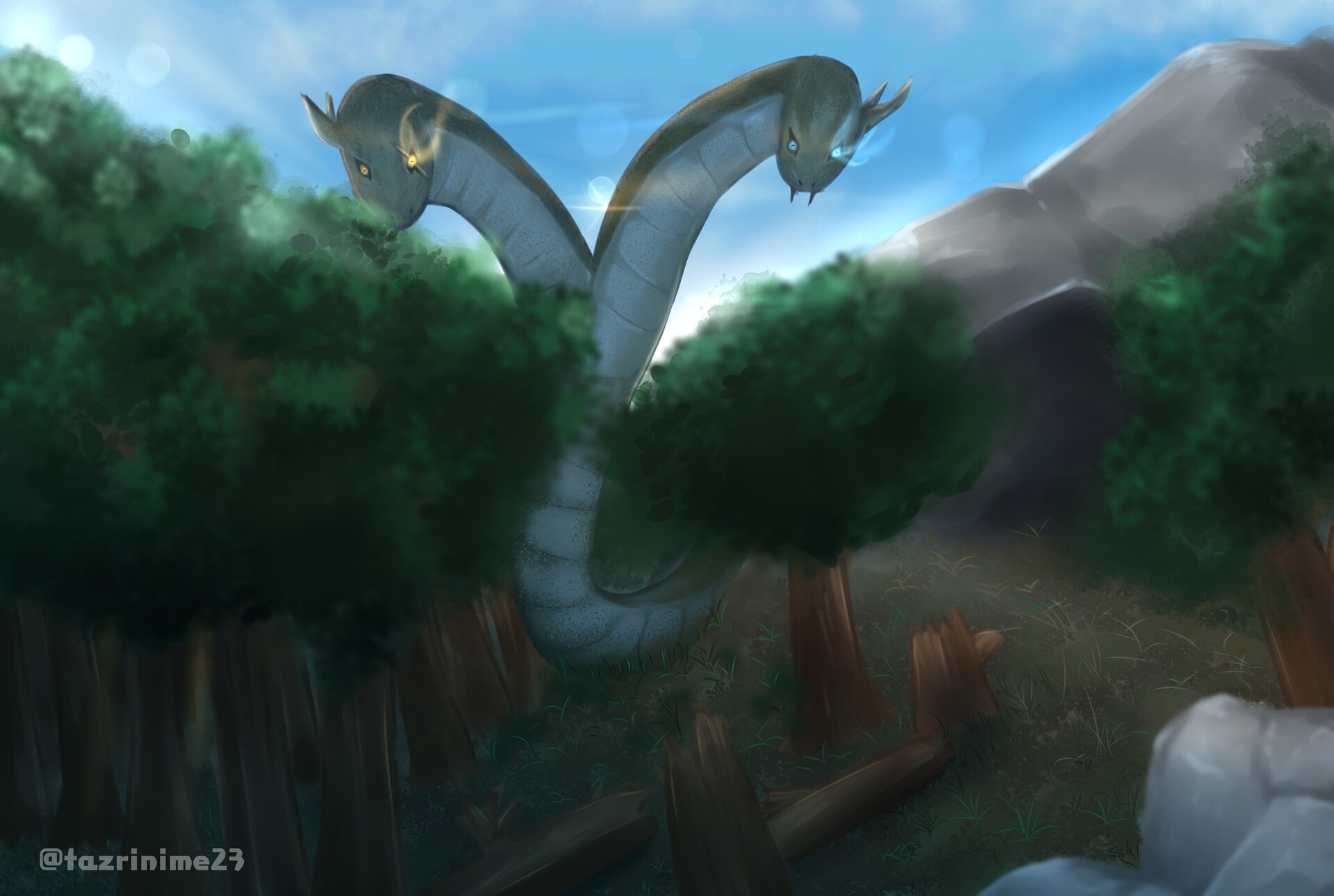 ArtStation - Illustration Two headed snake Orochi