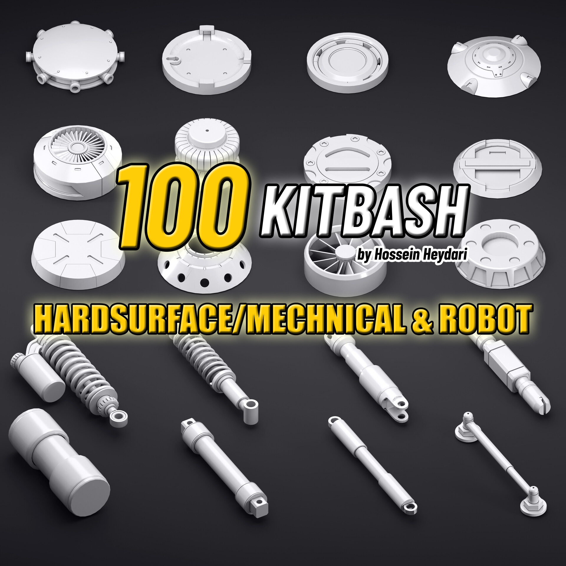 ArtStation - 100 kitbash Mechanical + Robot