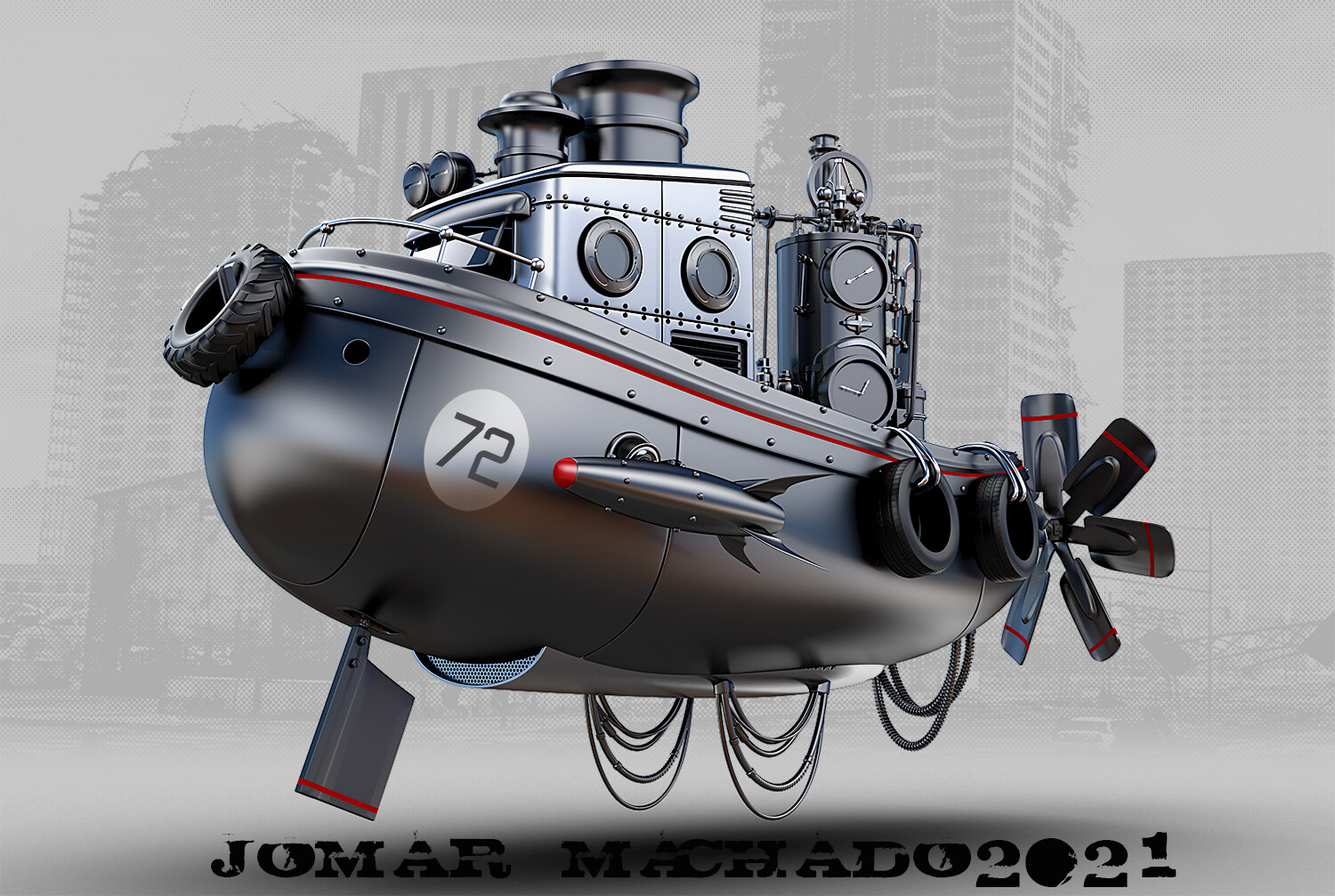ArtStation - Flying Boat, steam or diesel powered?