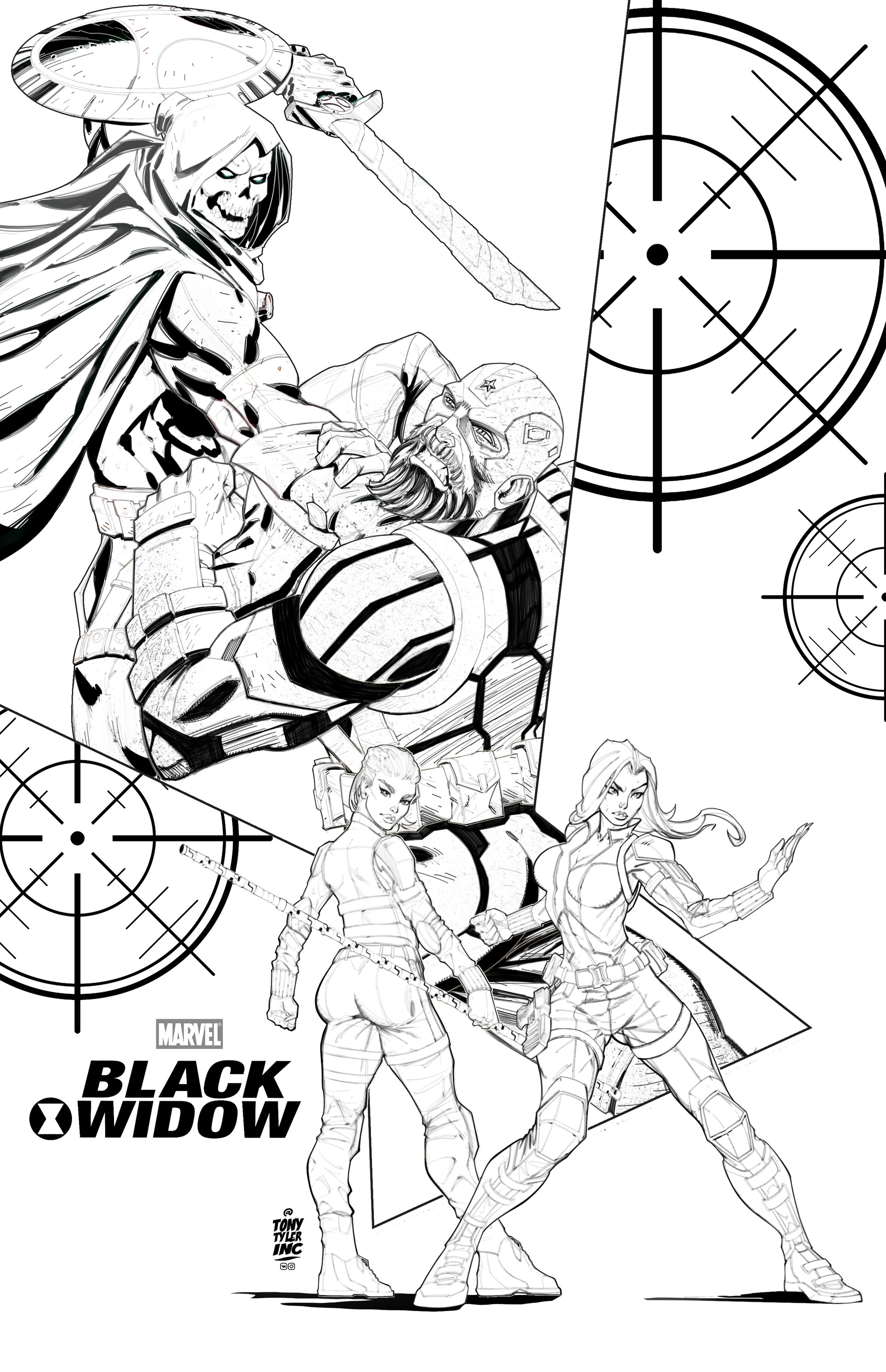 black widow and captain america coloring pages