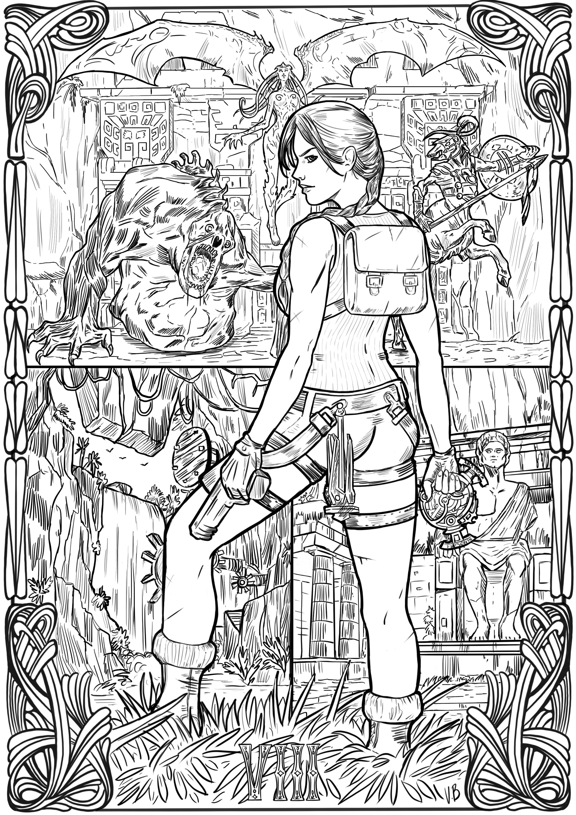 lara croft tomb raider coloring pages