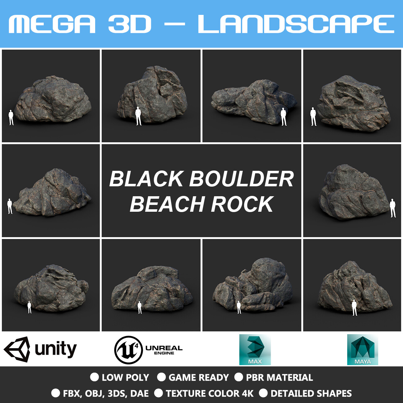 ArtStation - Black Boulder Beach Rock Collection 210731