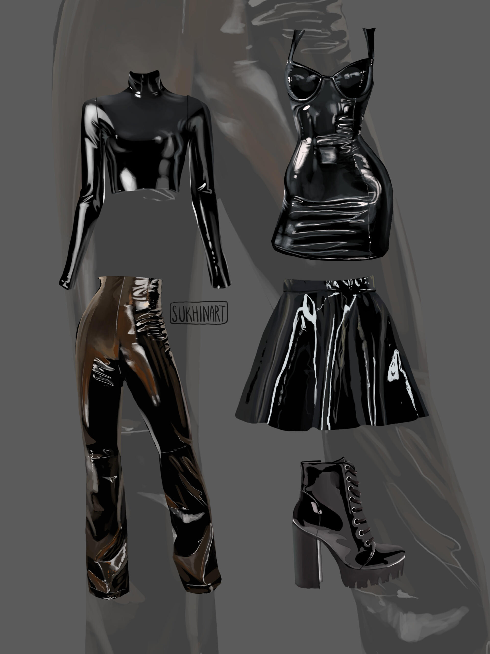 how to draw latex clothing