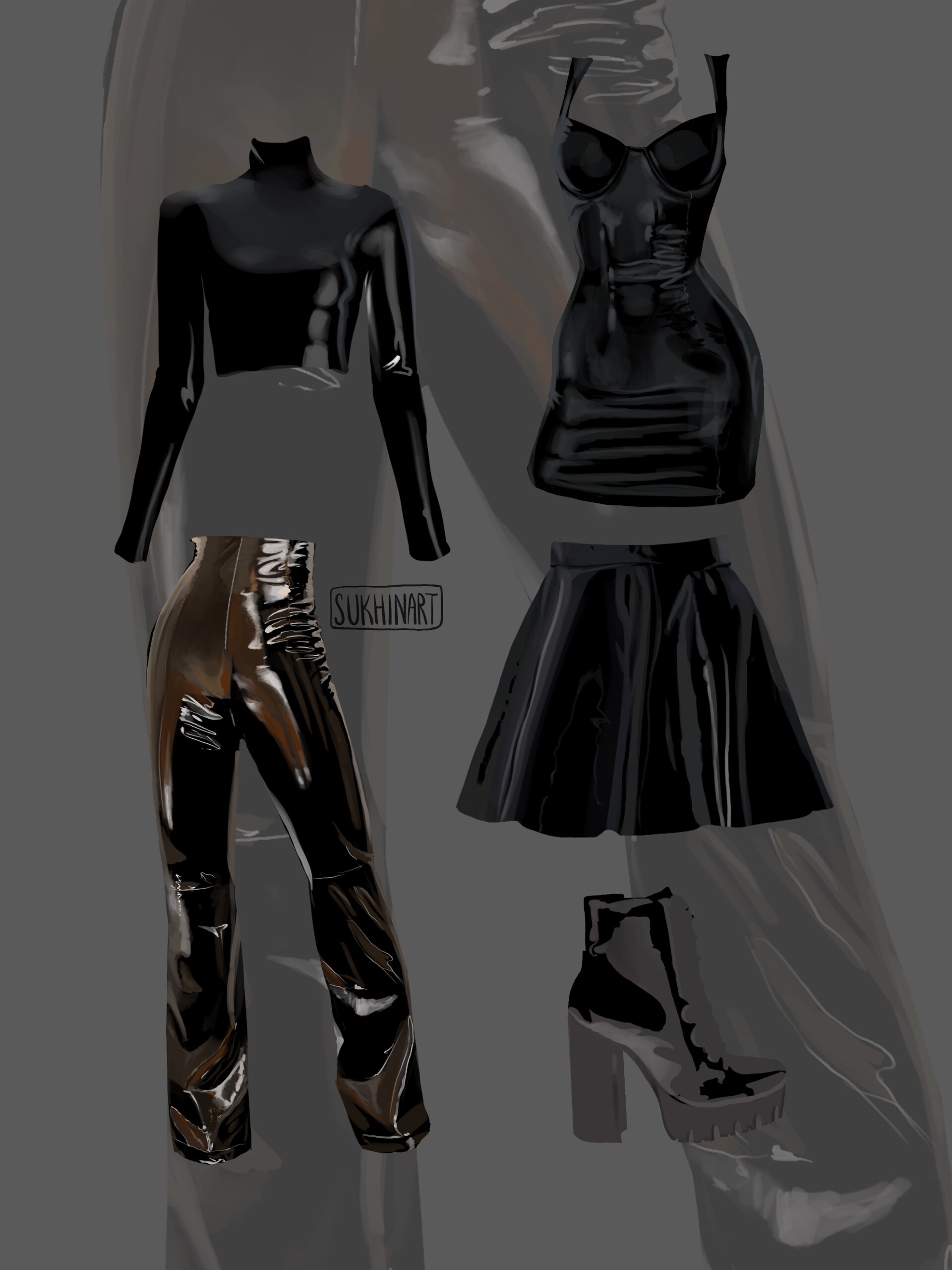 how to draw latex fabric