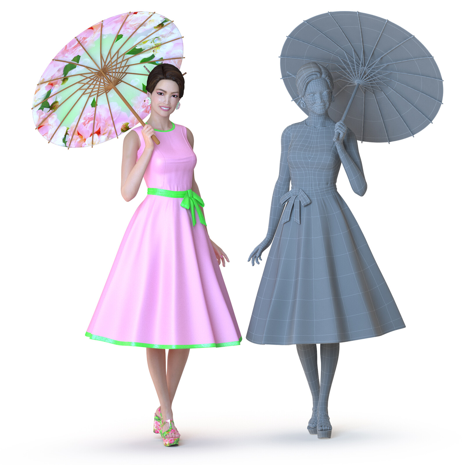 Zaryana Nefedova - medium poly 3d model of an Asian woman.