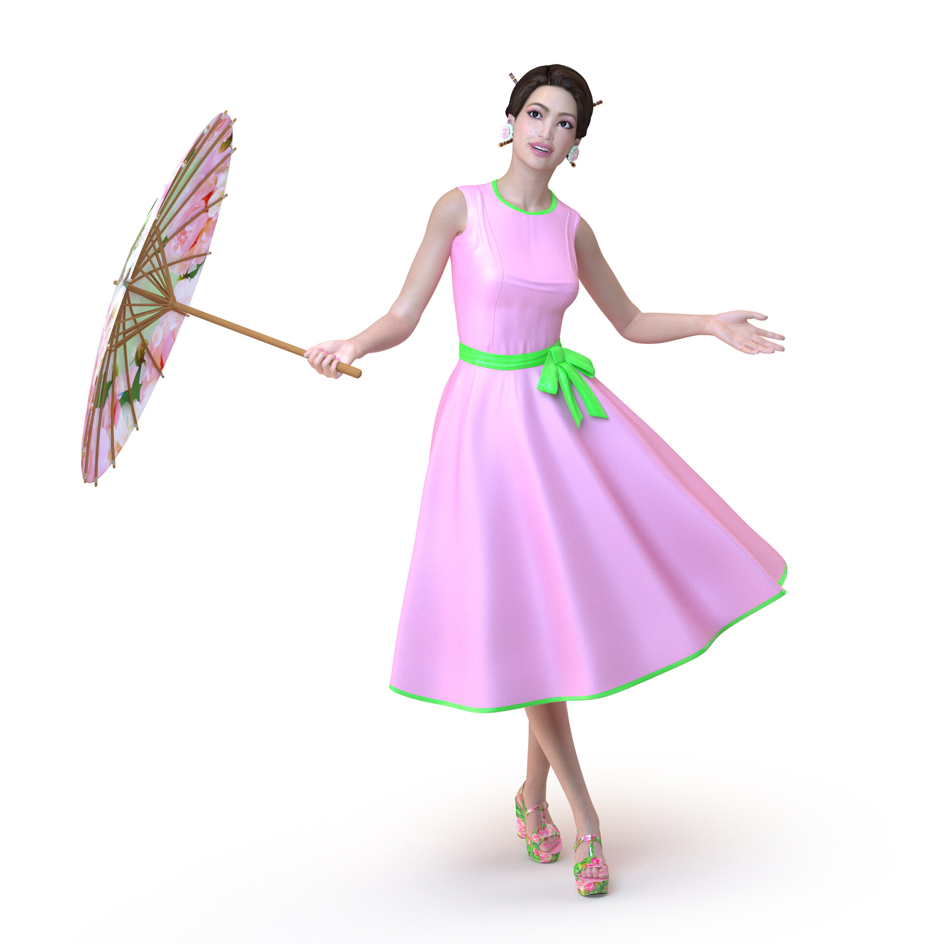 Zaryana Nefedova - medium poly 3d model of an Asian woman.