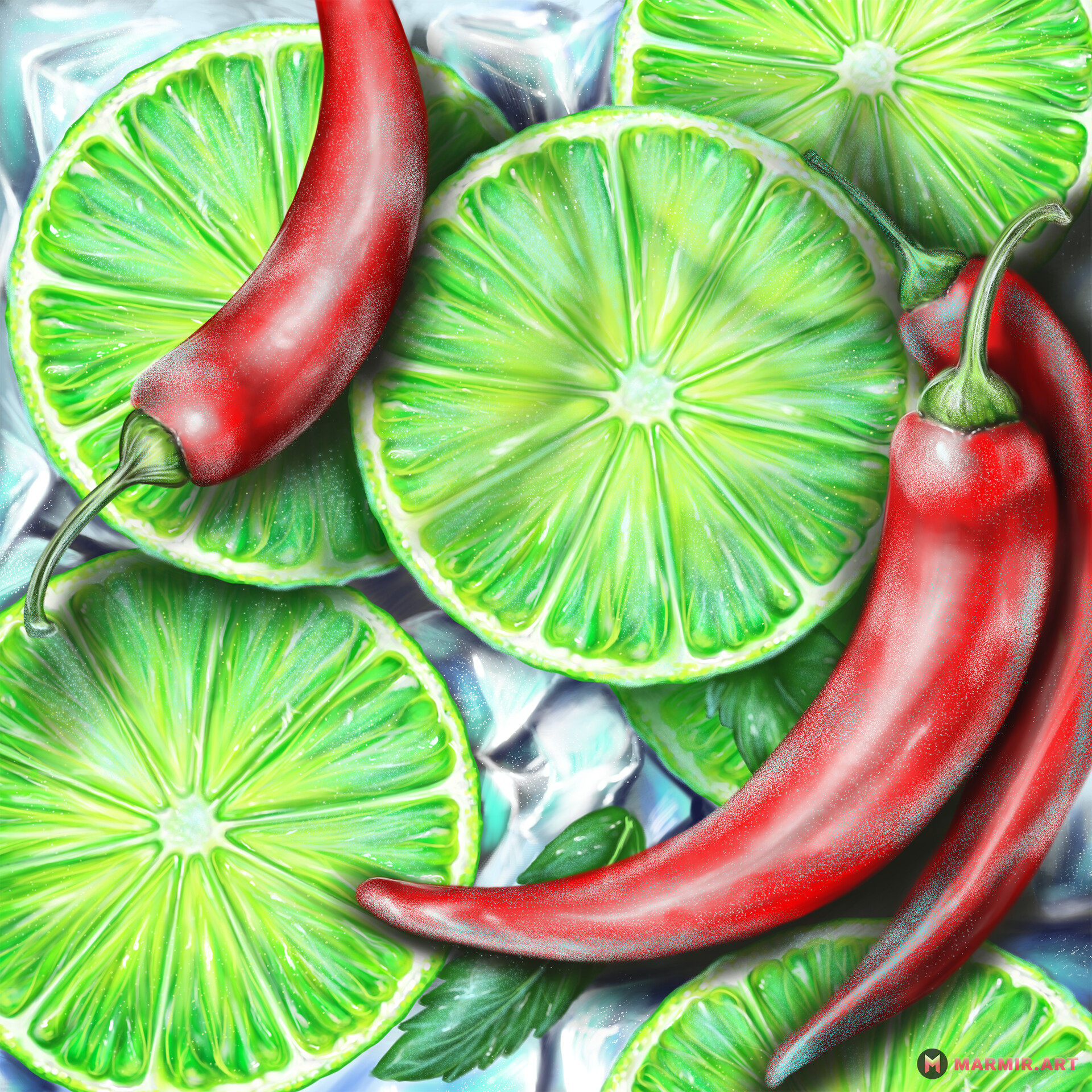 ArtStation - Chill limes | Still Life Drawing | Illustration | Time-Lapse