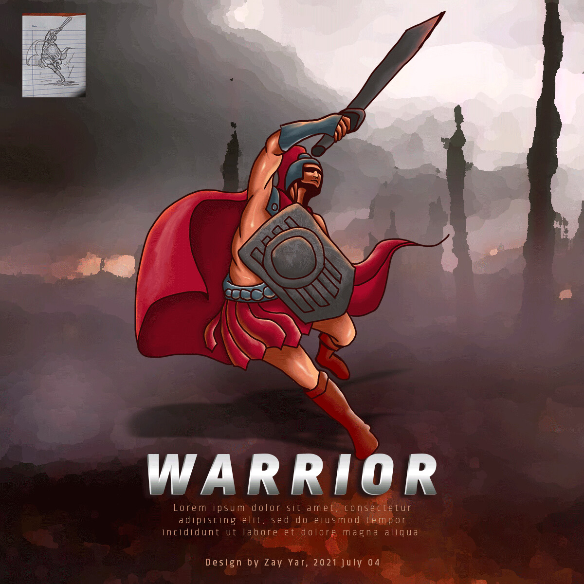 ArtStation - Warrior Character Poster Design