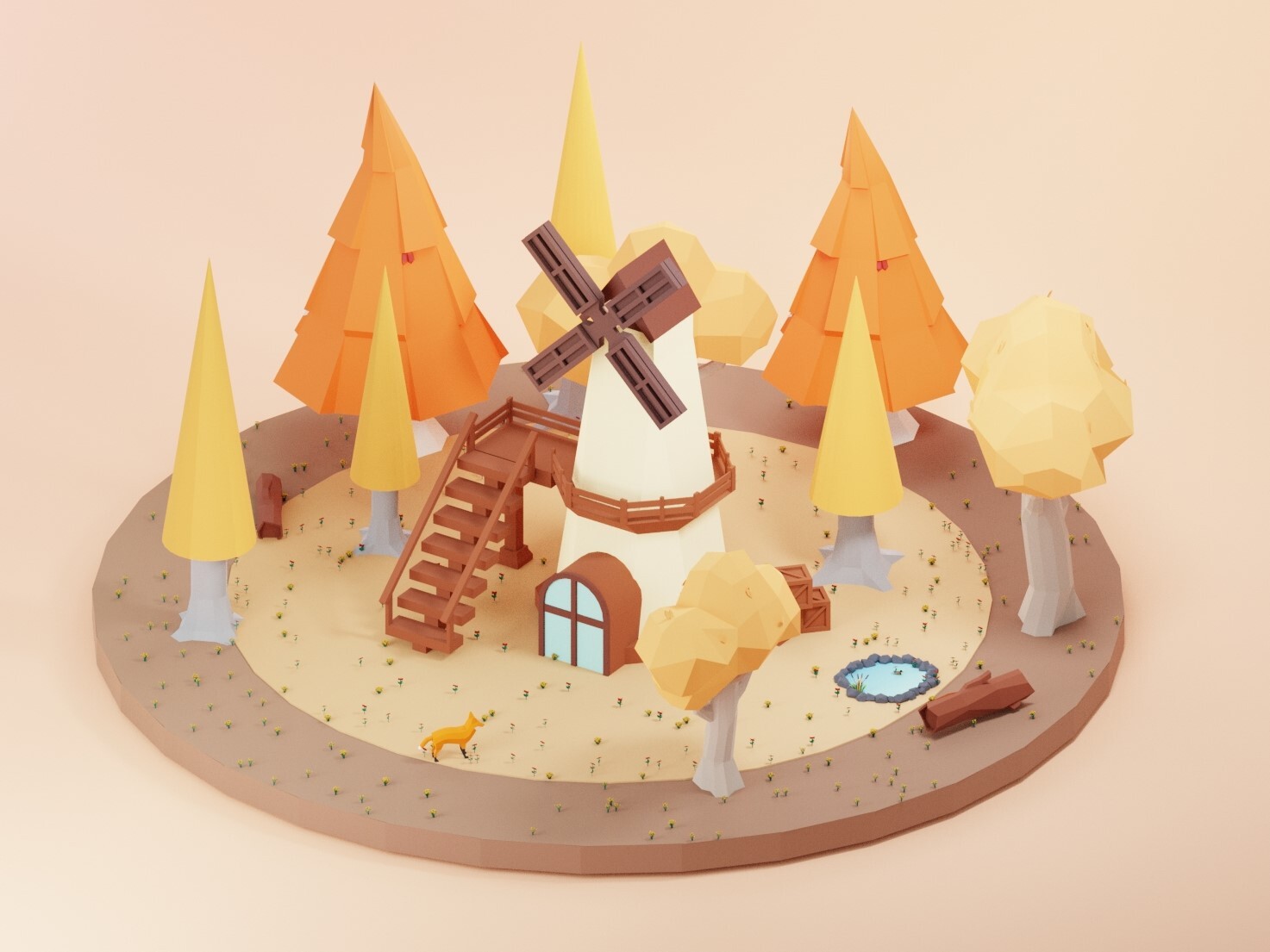 ArtStation - Low Poly Windmill