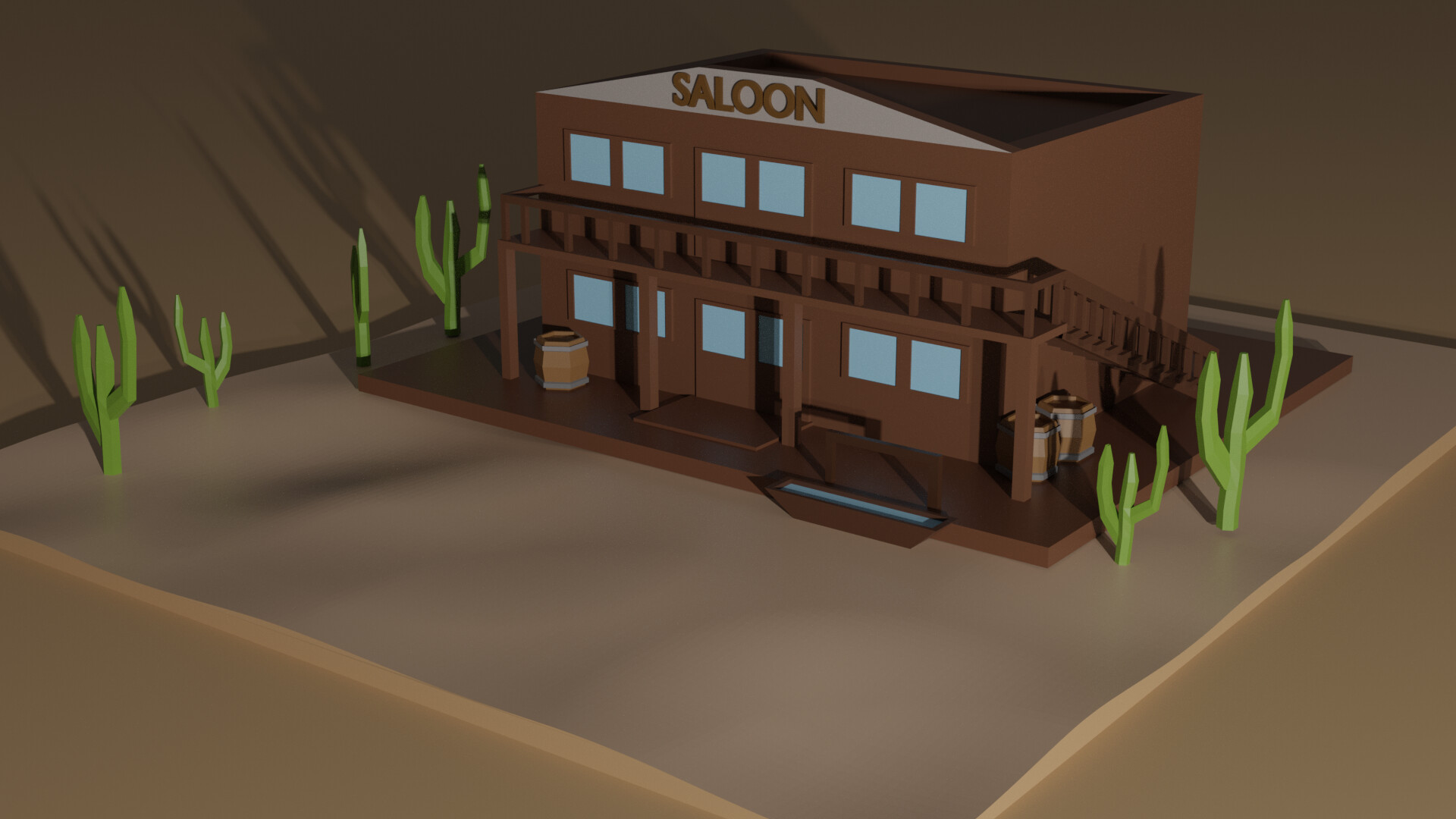 ArtStation - low poly saloon