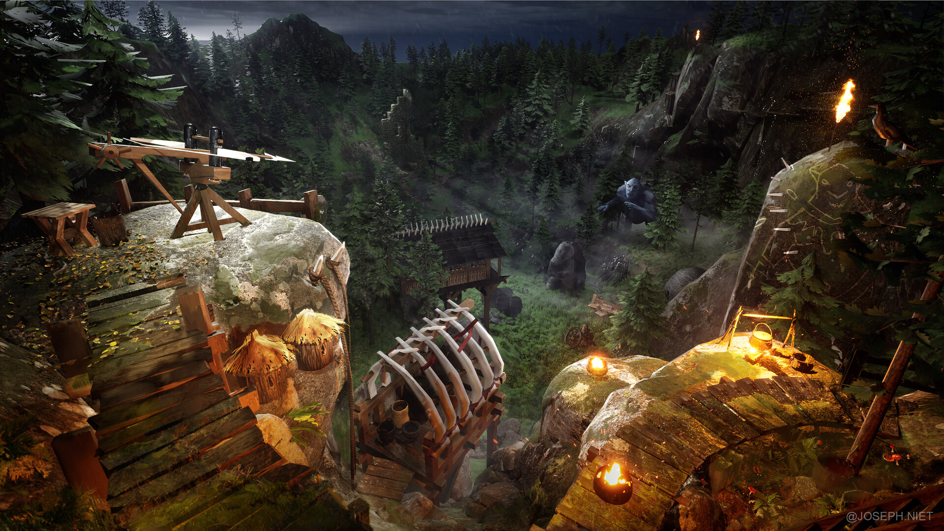 ArtStation - UE5 - Valheim fanart - Forest Lookout