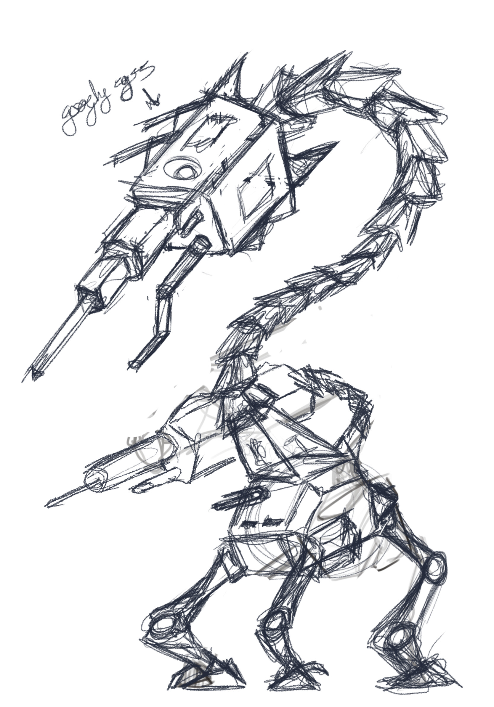 ArtStation - Gun Robot Dog Sketch