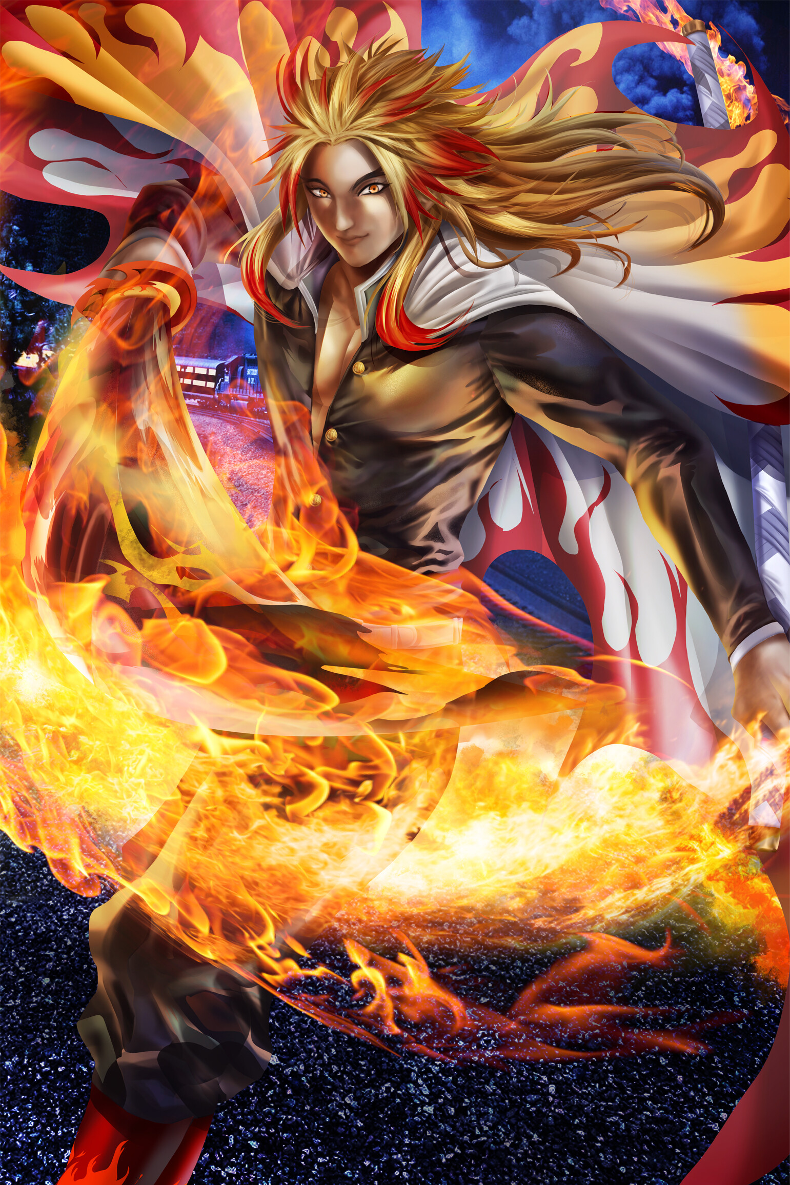 ArtStation - Rengoku Demon Slayer